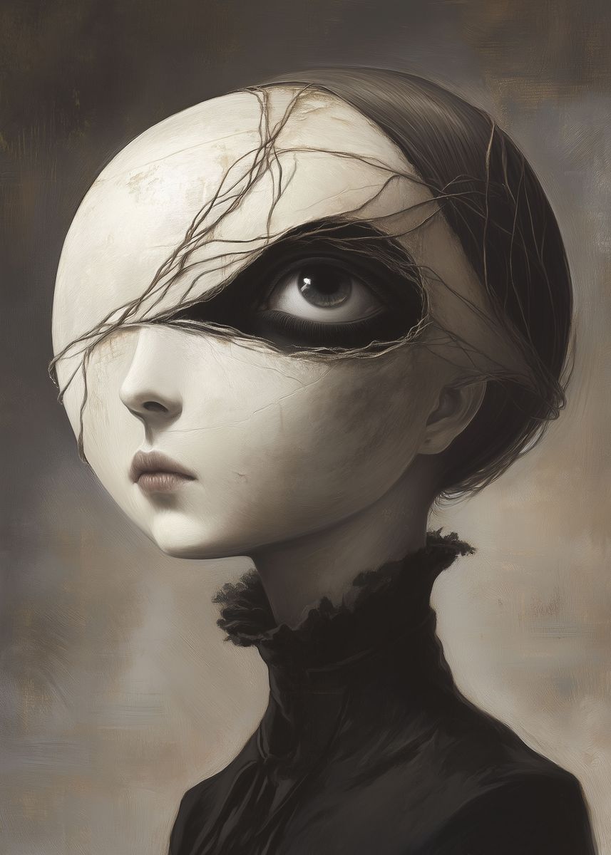 'Mysterious Portrait with Veiled Eye' Poster, picture, metal print ...