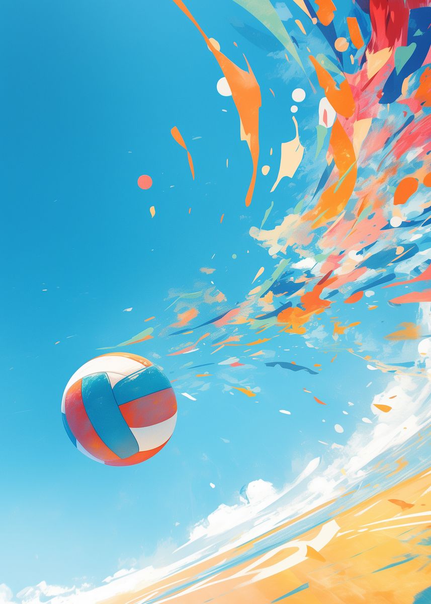 'Beach Volleyball Splash' Poster, picture, metal print, paint by NUM02 ...