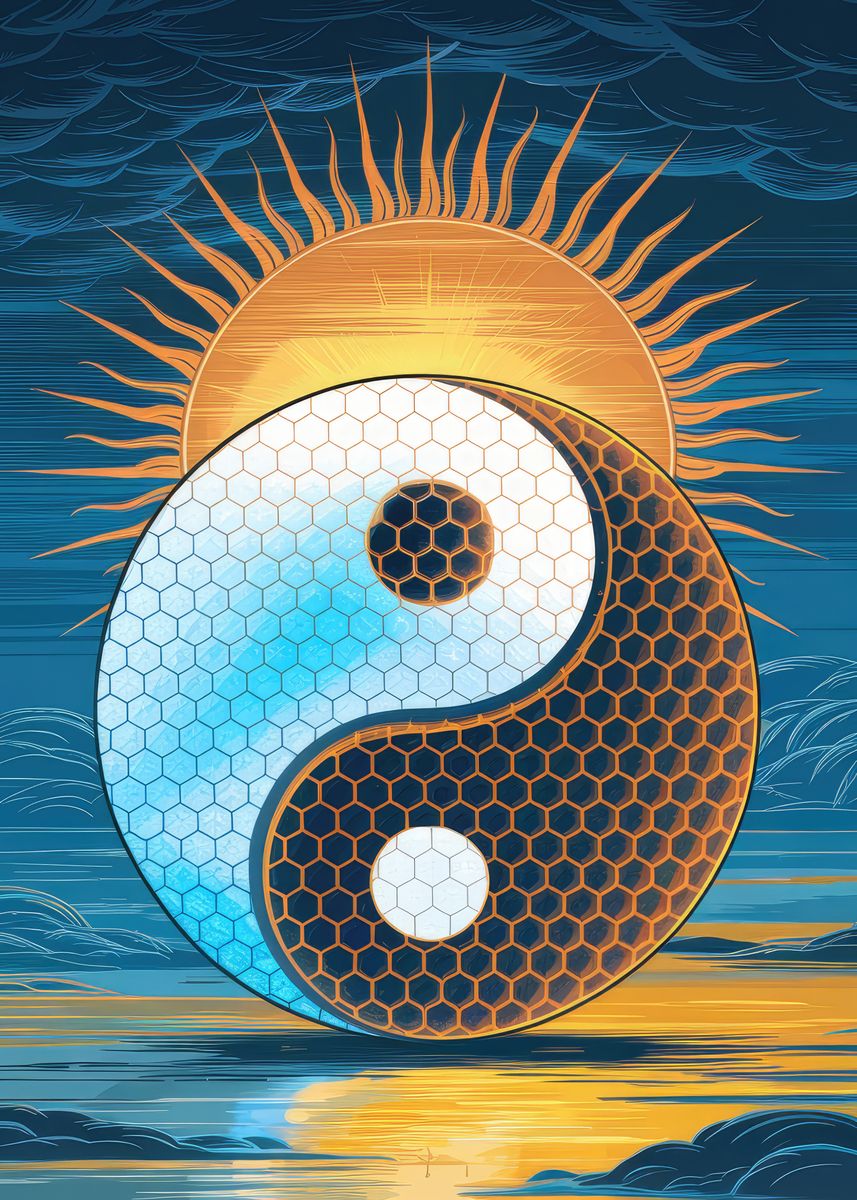 'Yin Yang Sunset' Poster, picture, metal print, paint by GLITCHED ART ...