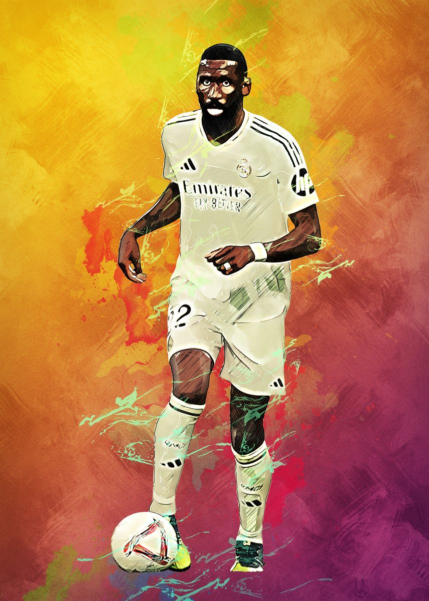 'Antonio Rudiger' Poster, picture, metal print, paint by MeJar Sport ...
