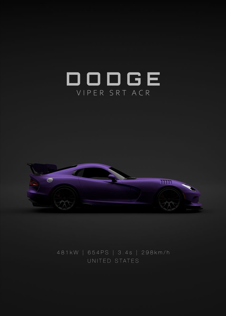 'Dodge Viper SRT ACR Purple - Specs' Poster, picture, metal print ...