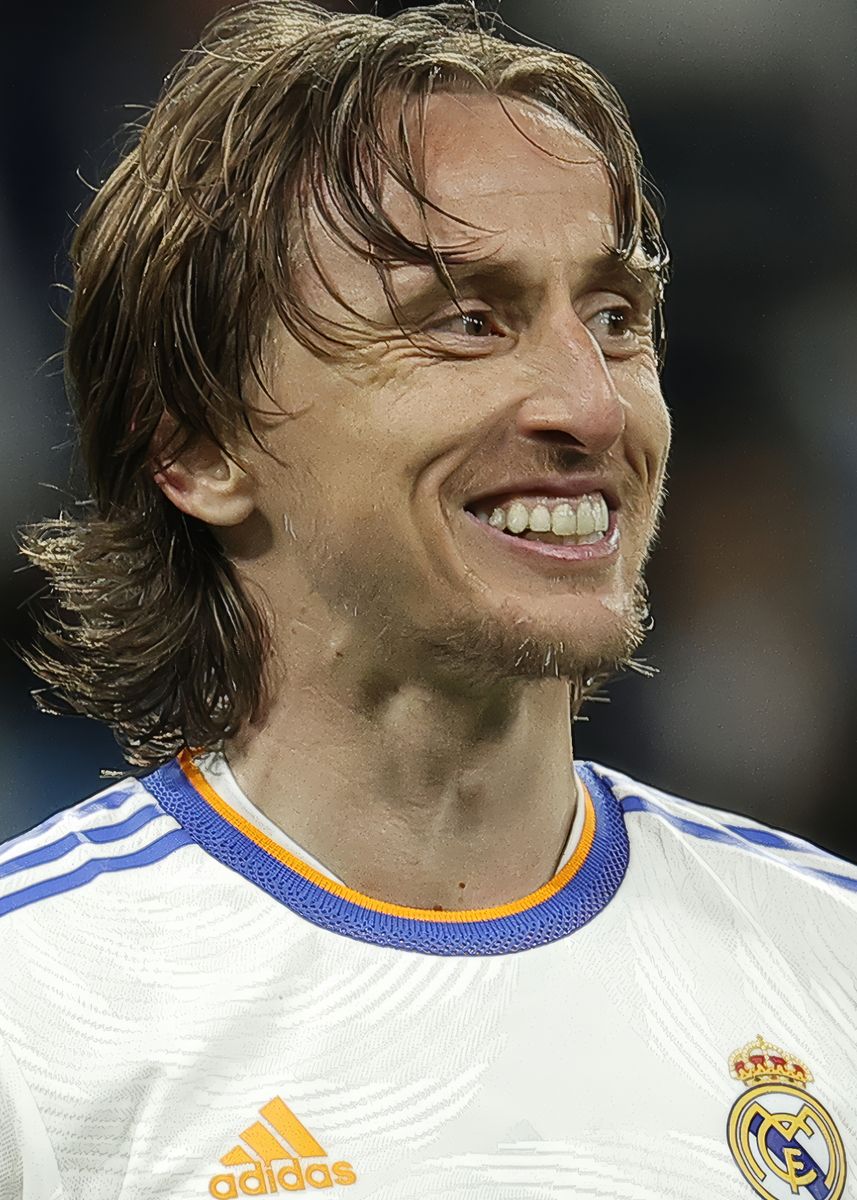 'Luka Modric Smiling Portrait' Poster, picture, metal print, paint by ...