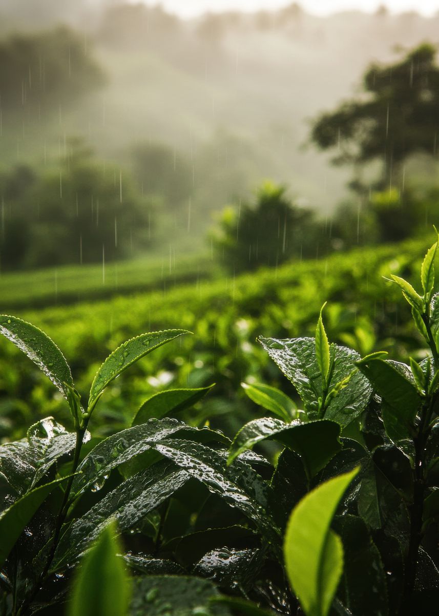'Rain on Tea Plantation' Poster, picture, metal print, paint by XVKE ...