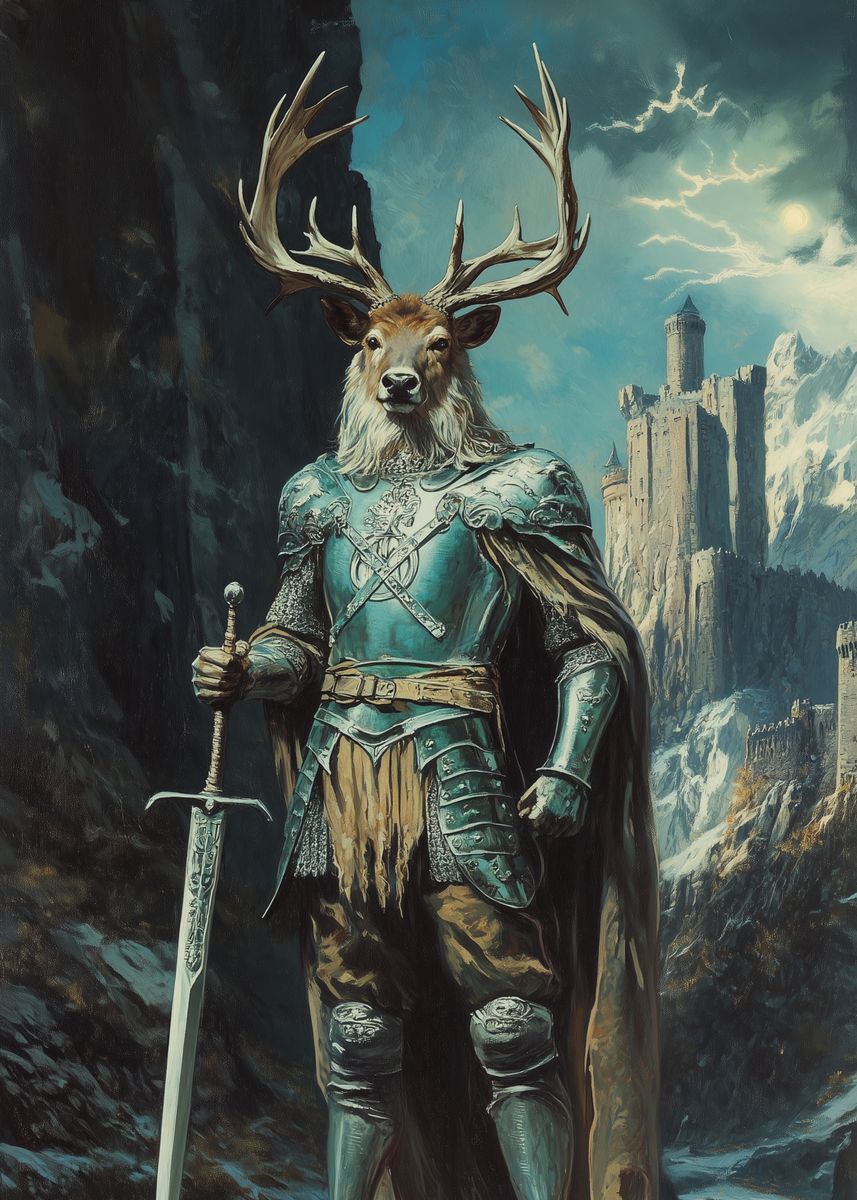 'Deer Knight Fantasy Art' Poster, picture, metal print, paint by Barex ...