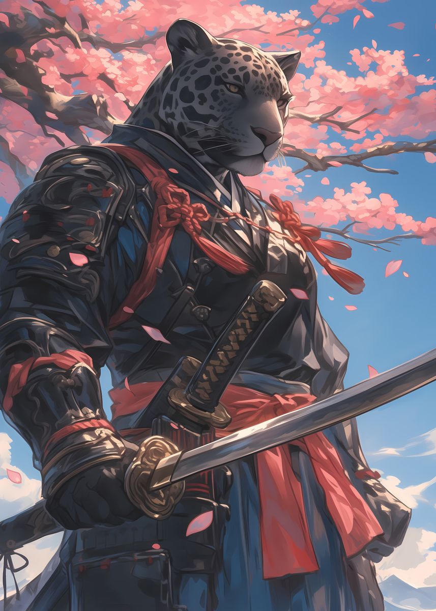 'Leopard Samurai' Poster, picture, metal print, paint by StateoftheArts ...