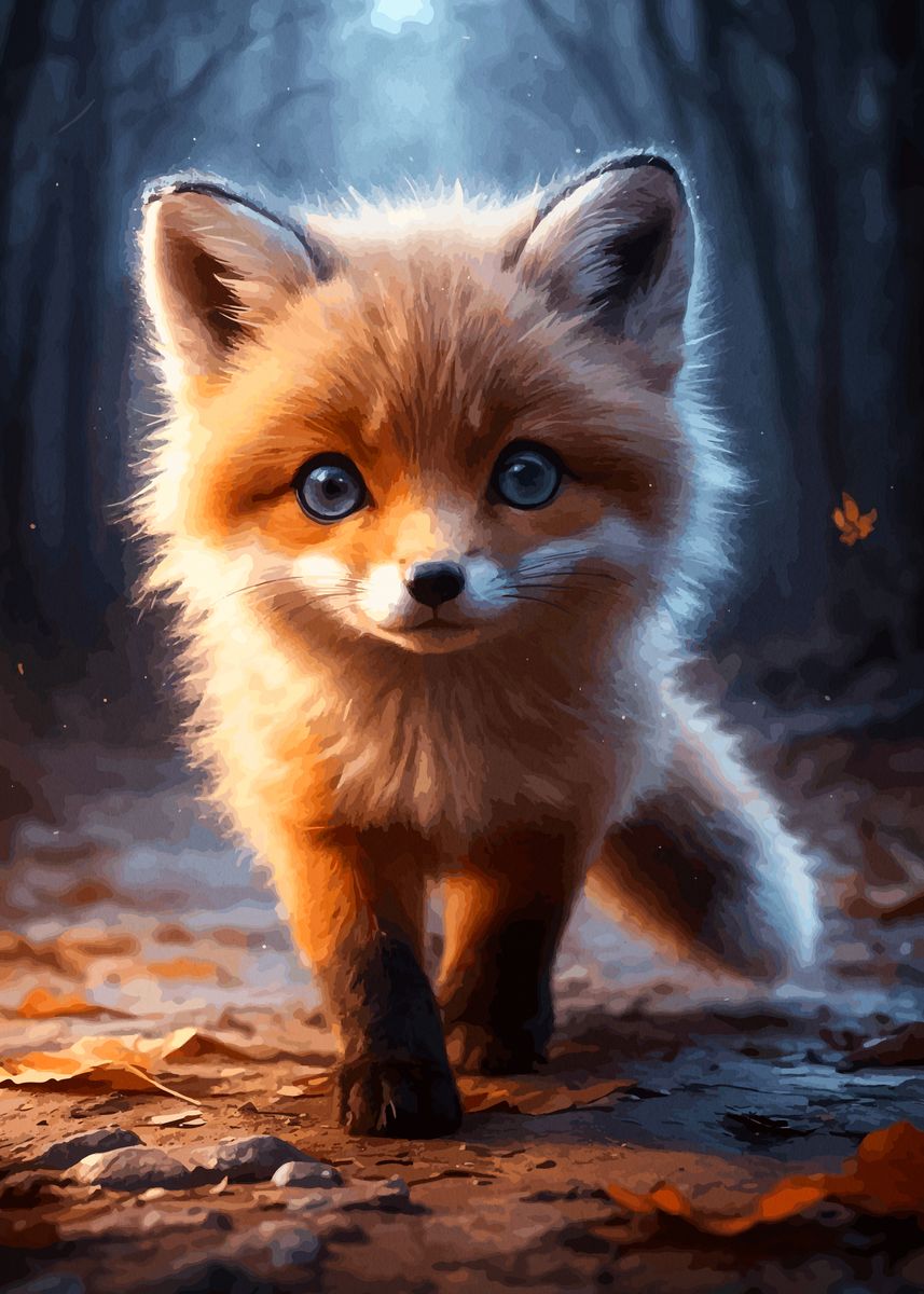 'Cute Fox in Forest' Poster, picture, metal print, paint by Digby ...