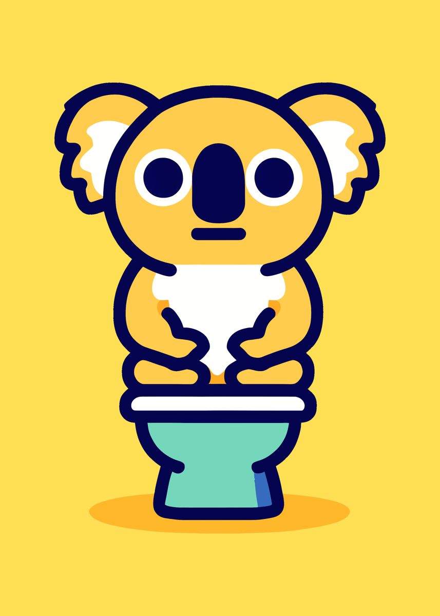 'Koala on Toilet' Poster, picture, metal print, paint by Detuli | Displate