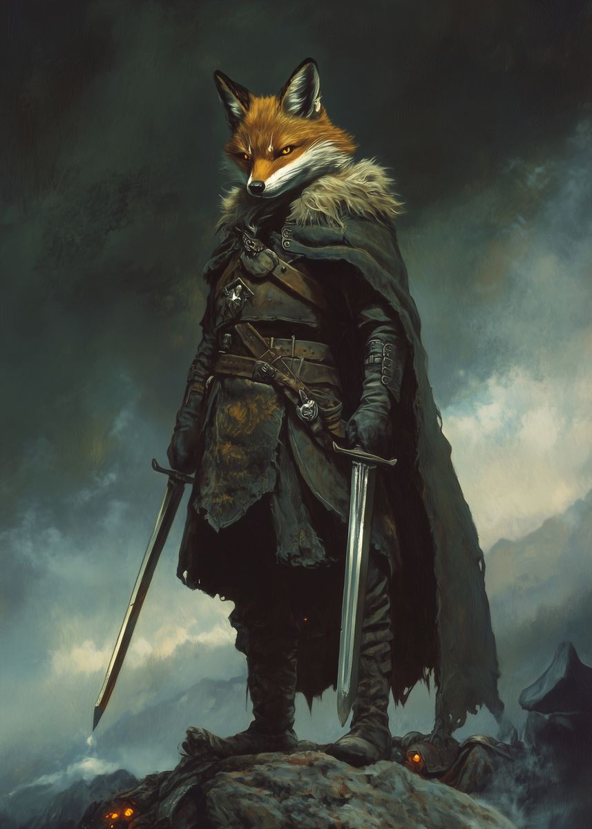 'Fox Warrior' Poster, picture, metal print, paint by Barex | Displate