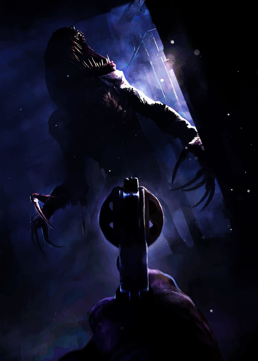 'Horror Monster Confrontation' Poster, picture, metal print, paint by ...