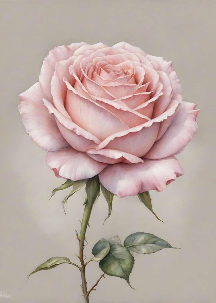 'Watercolor Pink Rose Painting' Poster, picture, metal print, paint by ...