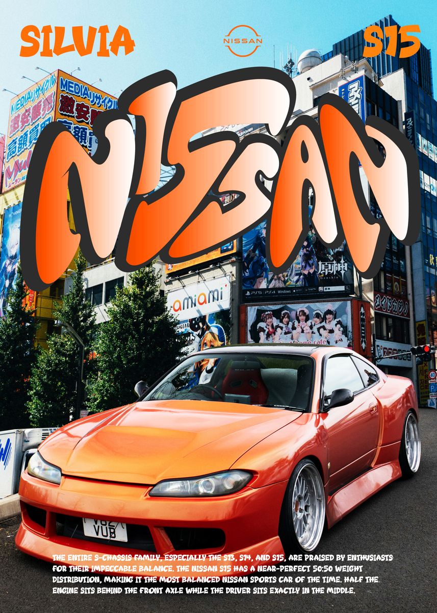 'Nissan Silvia S-Chassis 15' Poster, picture, metal print, paint by ...