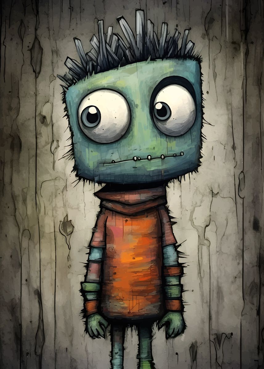 'Square-Headed Creature' Poster, picture, metal print, paint by Dewi ...