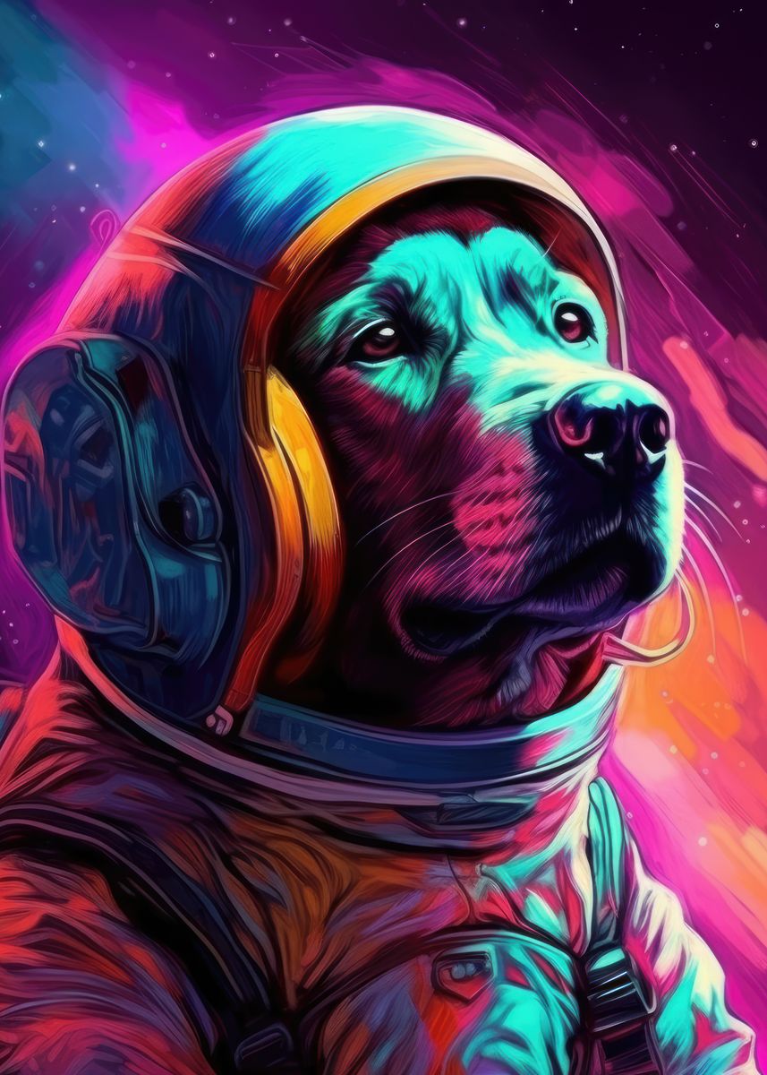 'Dog Astronaut in Space' Poster, picture, metal print, paint by mb ...