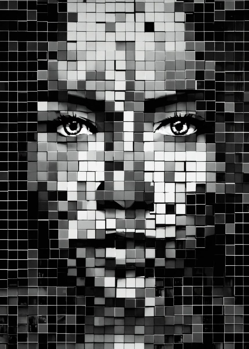 'Pixelated Woman Portrait' Poster, picture, metal print, paint by ...