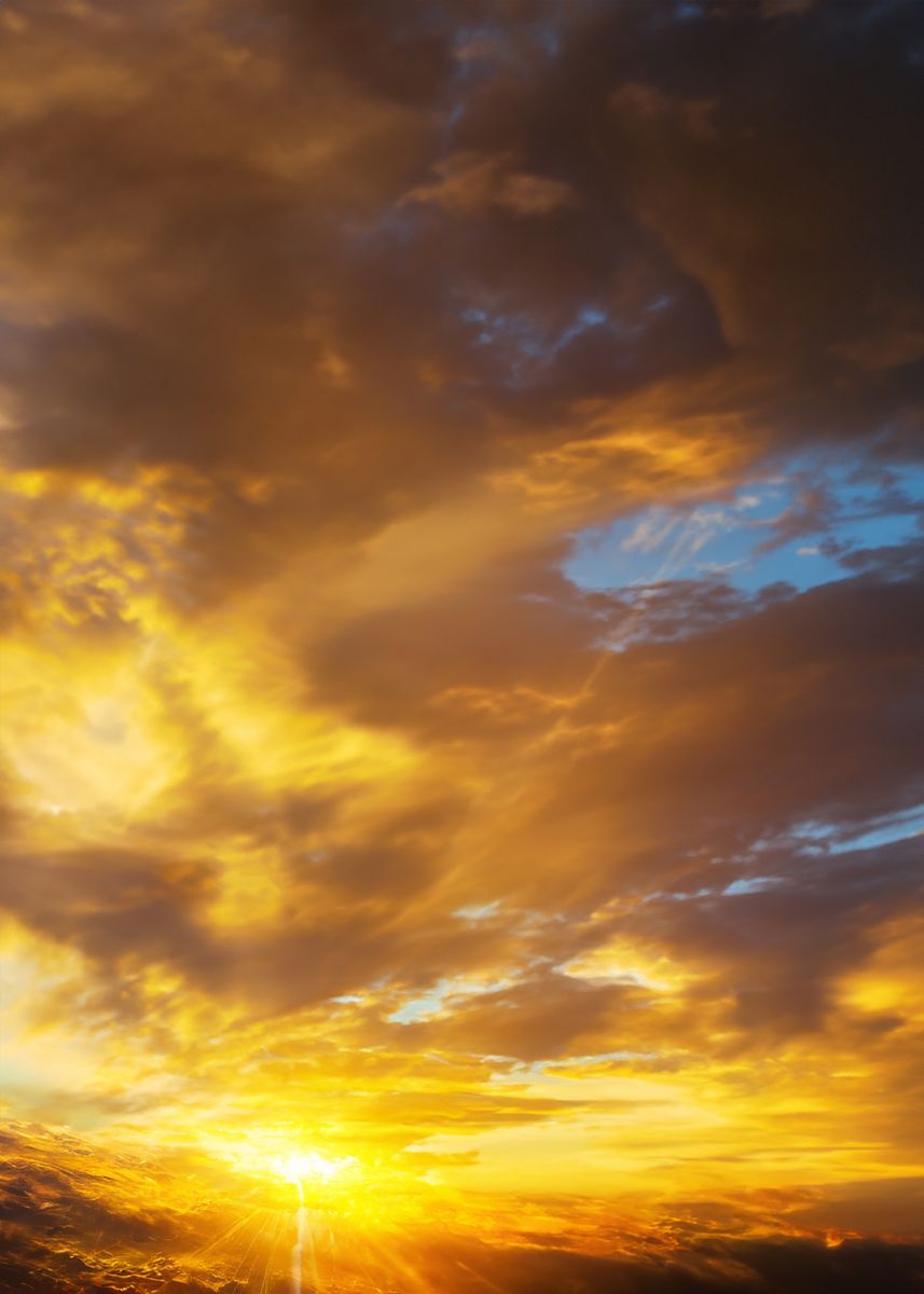 'Golden Sunset Sky' Poster, picture, metal print, paint by Cameren Wick ...