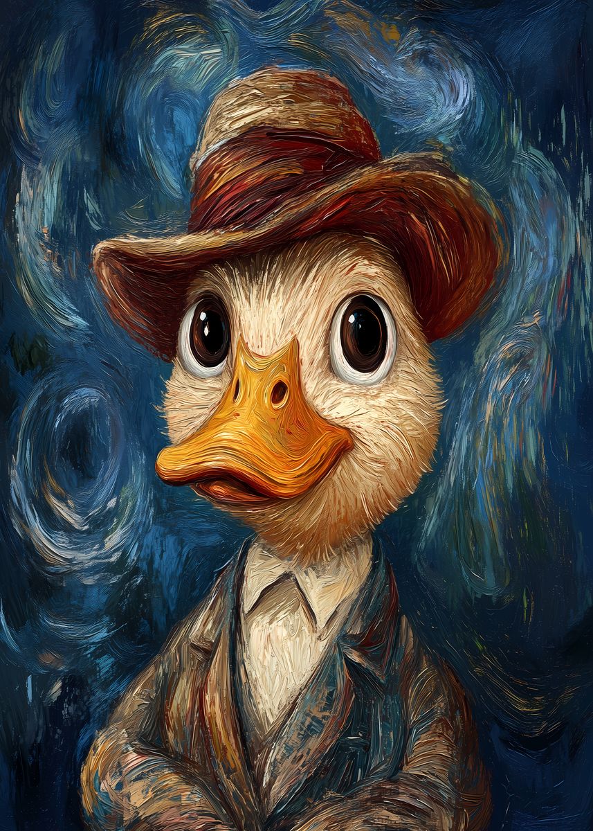 'Duck in a Hat' Poster, picture, metal print, paint by | Displate