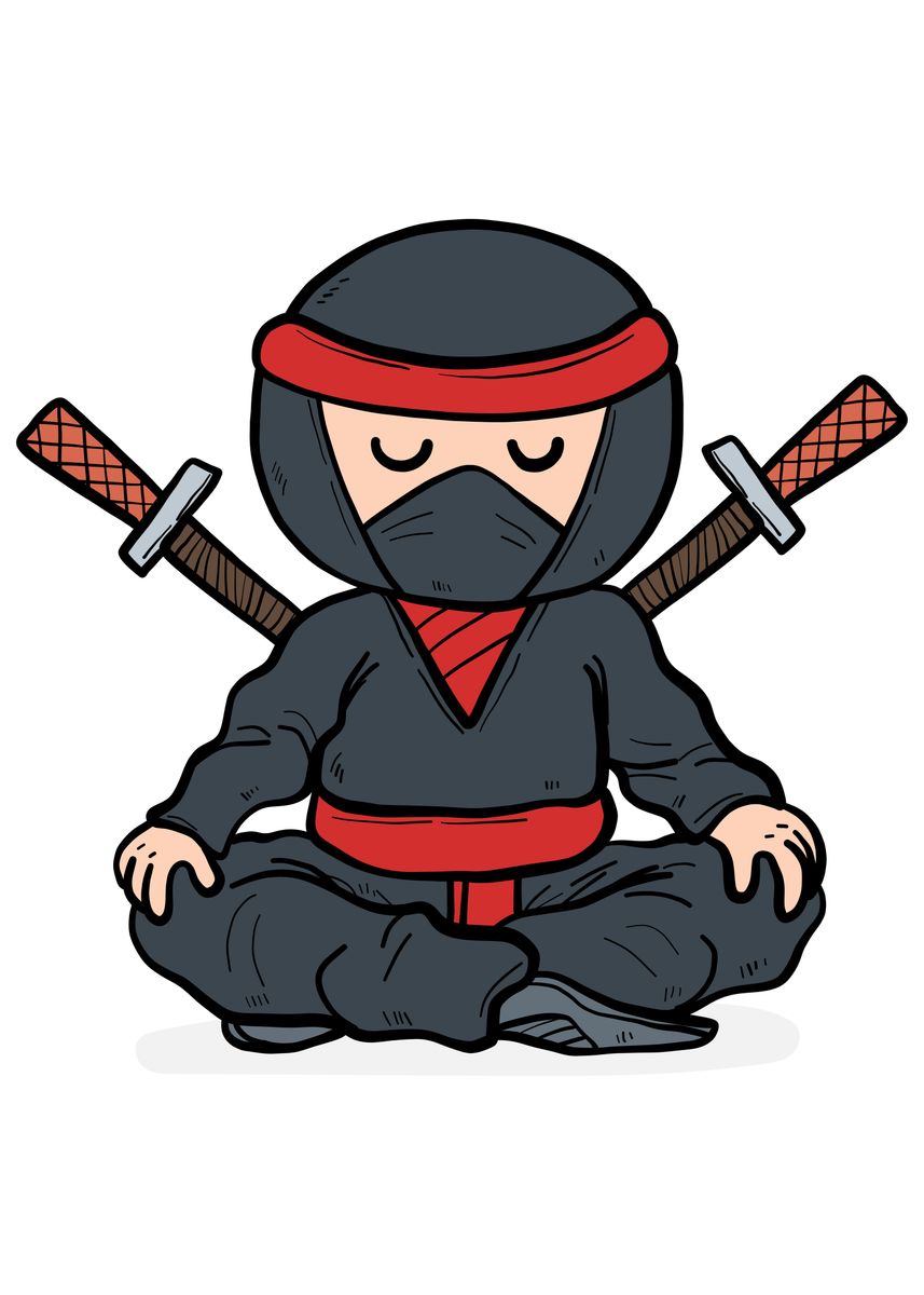 'Meditating Ninja' Poster, picture, metal print, paint by ceylin 040 ...