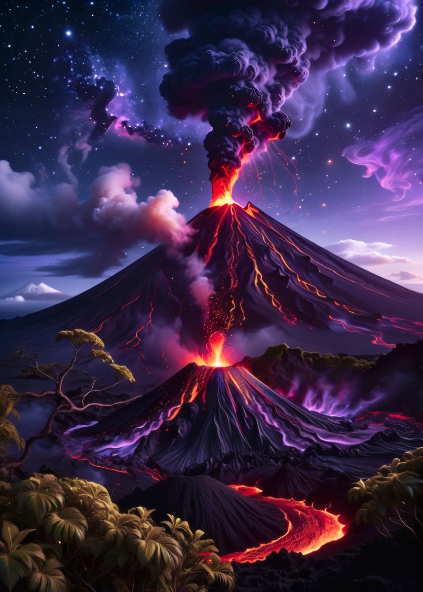 'Magical Volcanic Eruption' Poster, picture, metal print, paint by Vic ...