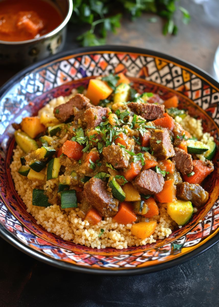 'Moroccan Beef Tagine with Couscous' Poster, picture, metal print ...