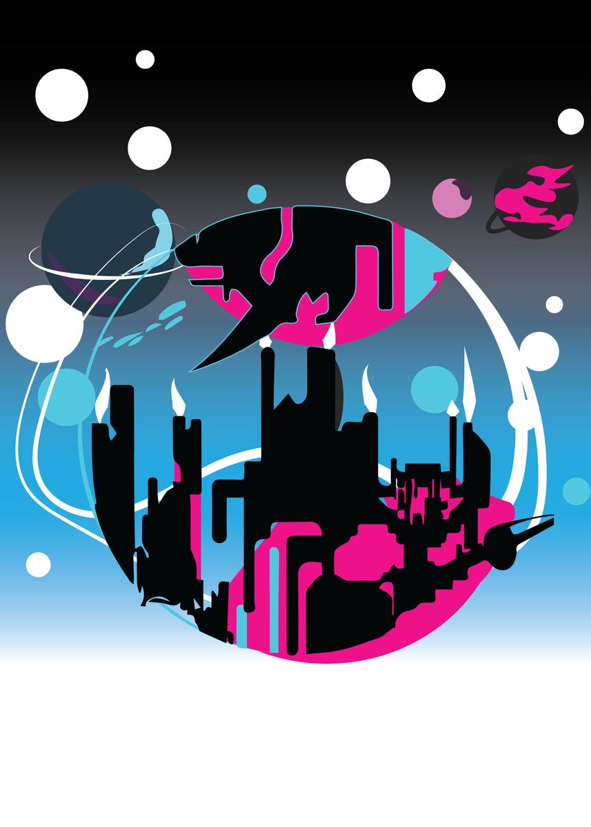 'Abstract Space City' Poster, picture, metal print, paint by Kiyo Arts ...