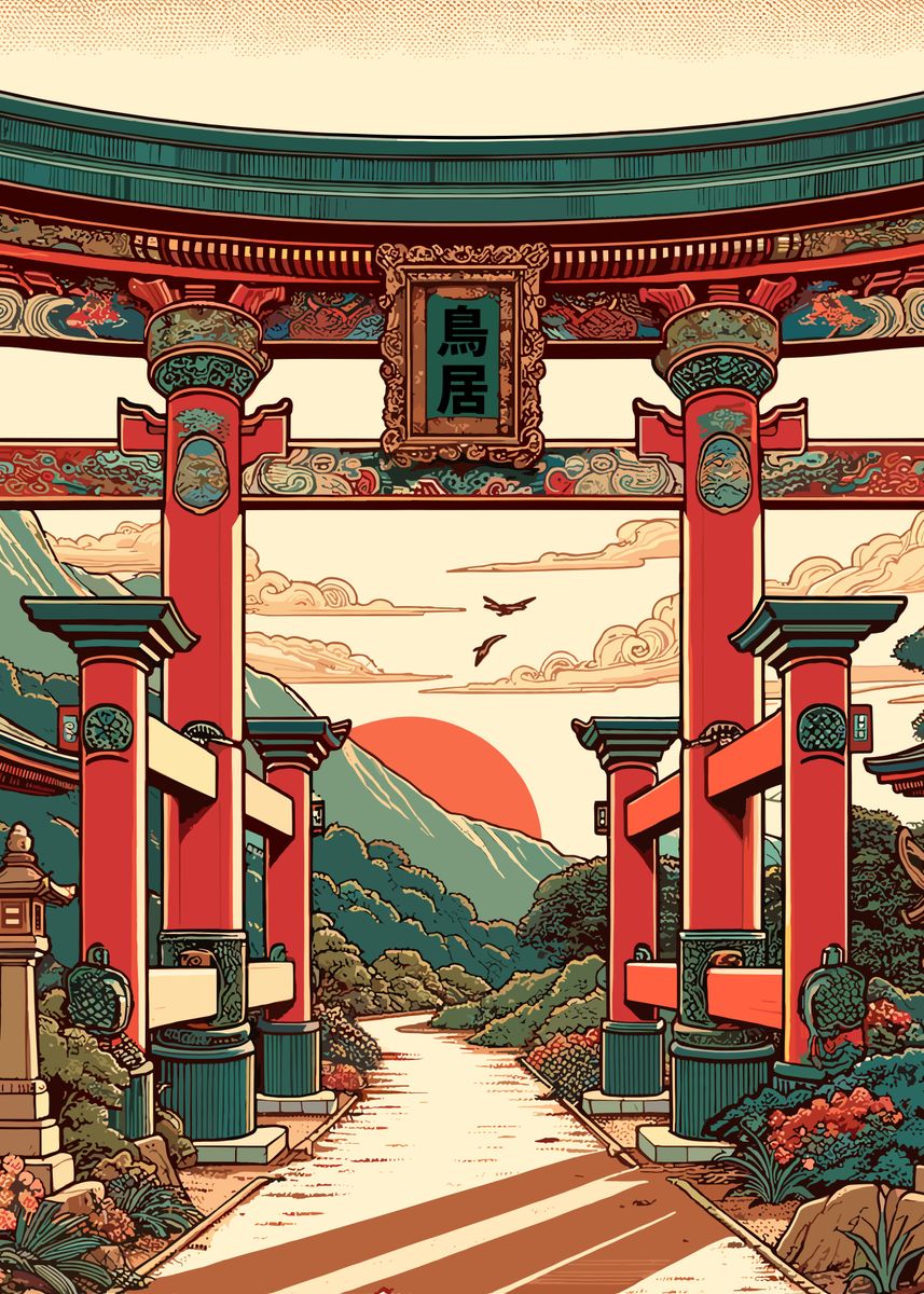 'Japanese Torii Gate' Poster, picture, metal print, paint by Ray ...