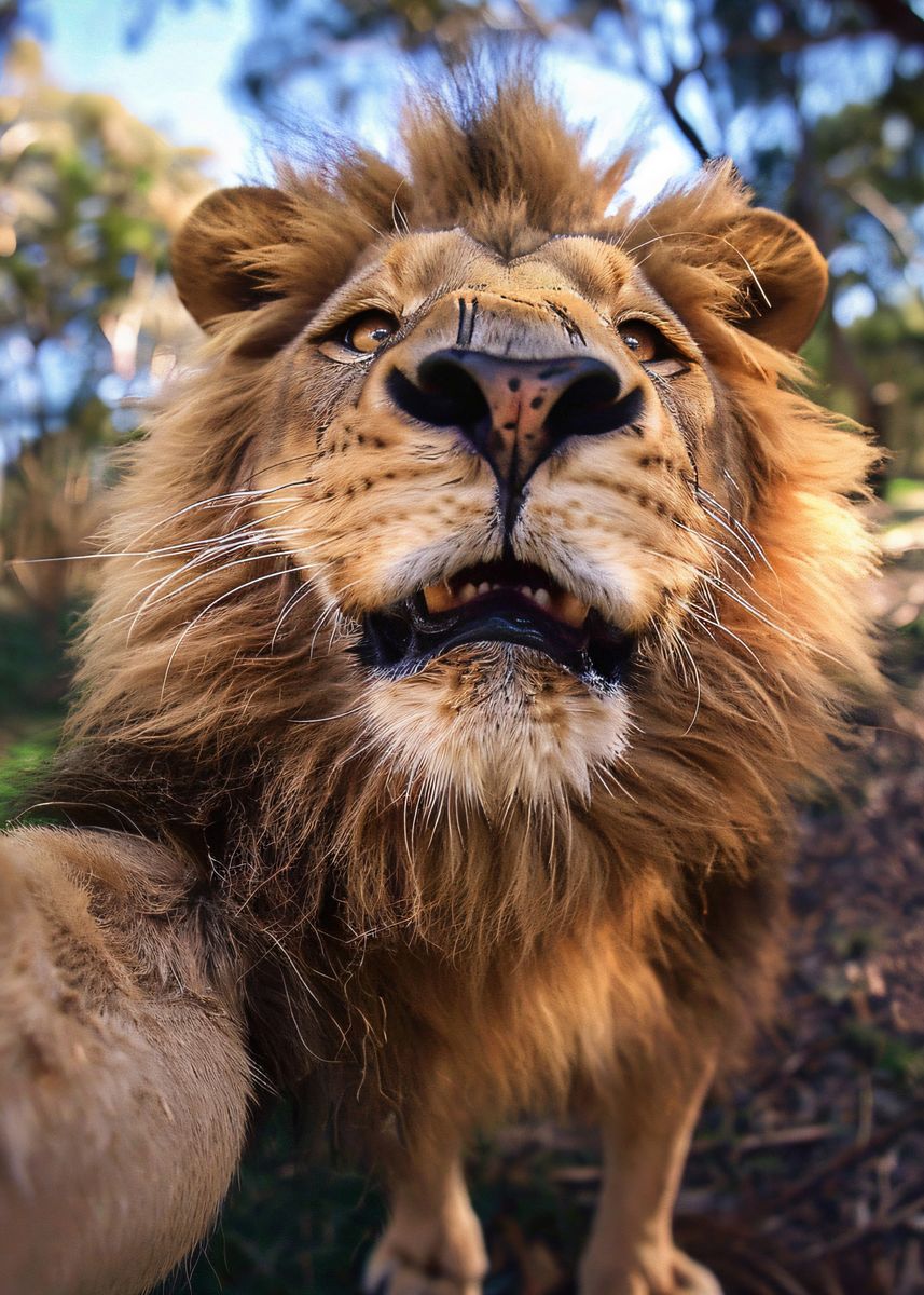 'Lion Selfie' Poster, picture, metal print, paint by pellokipreos ...