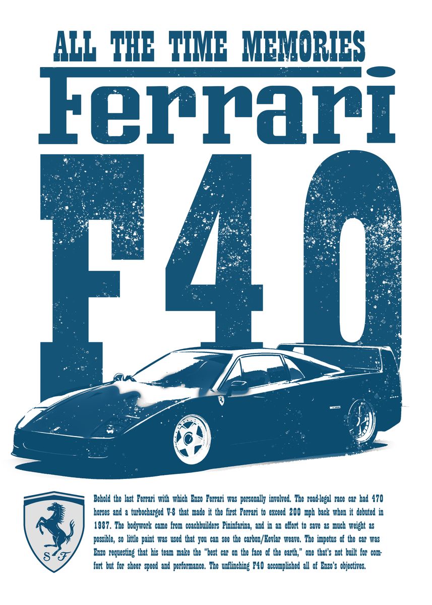 'Ferrari F40 Poster' Poster, picture, metal print, paint by I Made ...