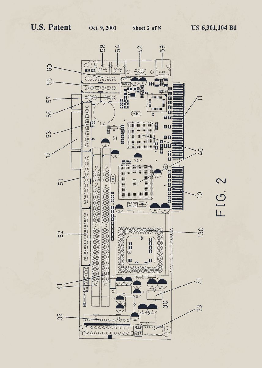 'Interface card-type motherboard for a computer Patent' Poster, picture ...