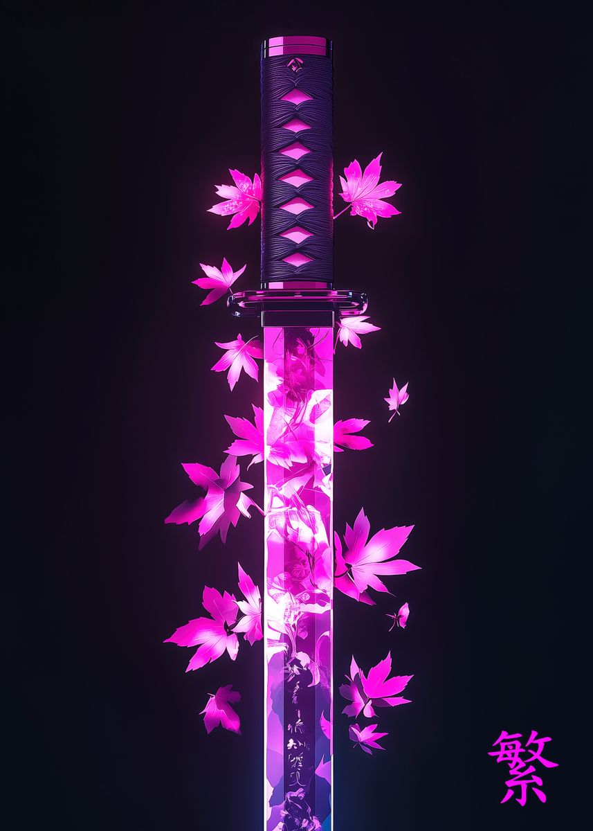 'Neon Samurai Sword' Poster, picture, metal print, paint by CINEMO ...
