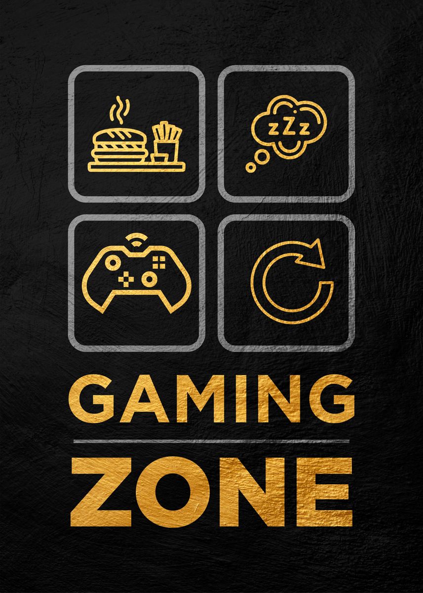 'Gaming Zone Sign' Poster, picture, metal print, paint by Lowpoly ...