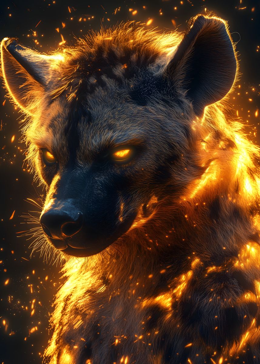 'Fiery Hyena golden Aura' Poster, picture, metal print, paint by Esbiyu ...