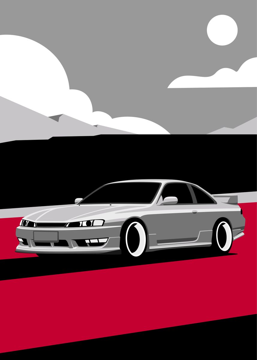 'NISSAN SILVIA S14' Poster, picture, metal print, paint by Muezzahero ...