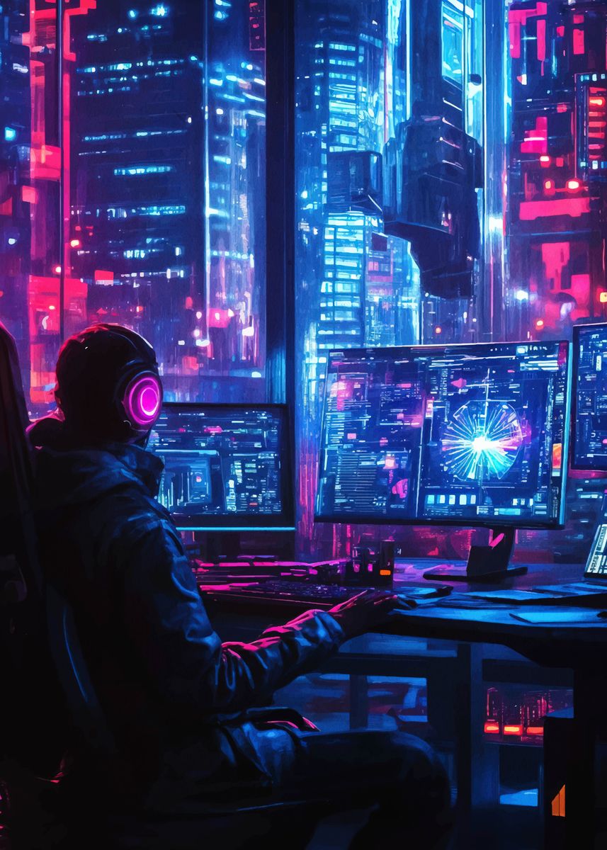 'Cyberpunk Gamer' Poster, picture, metal print, paint by Loren Childs ...