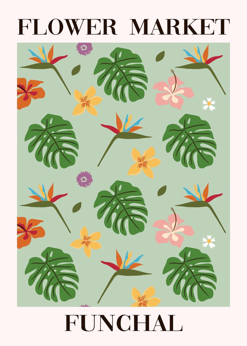 'Funchal Flower Market' Poster, picture, metal print, paint by dkDesign ...