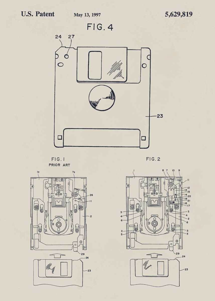 'Floppy Disk Patent Diagram' Poster, picture, metal print, paint by ...