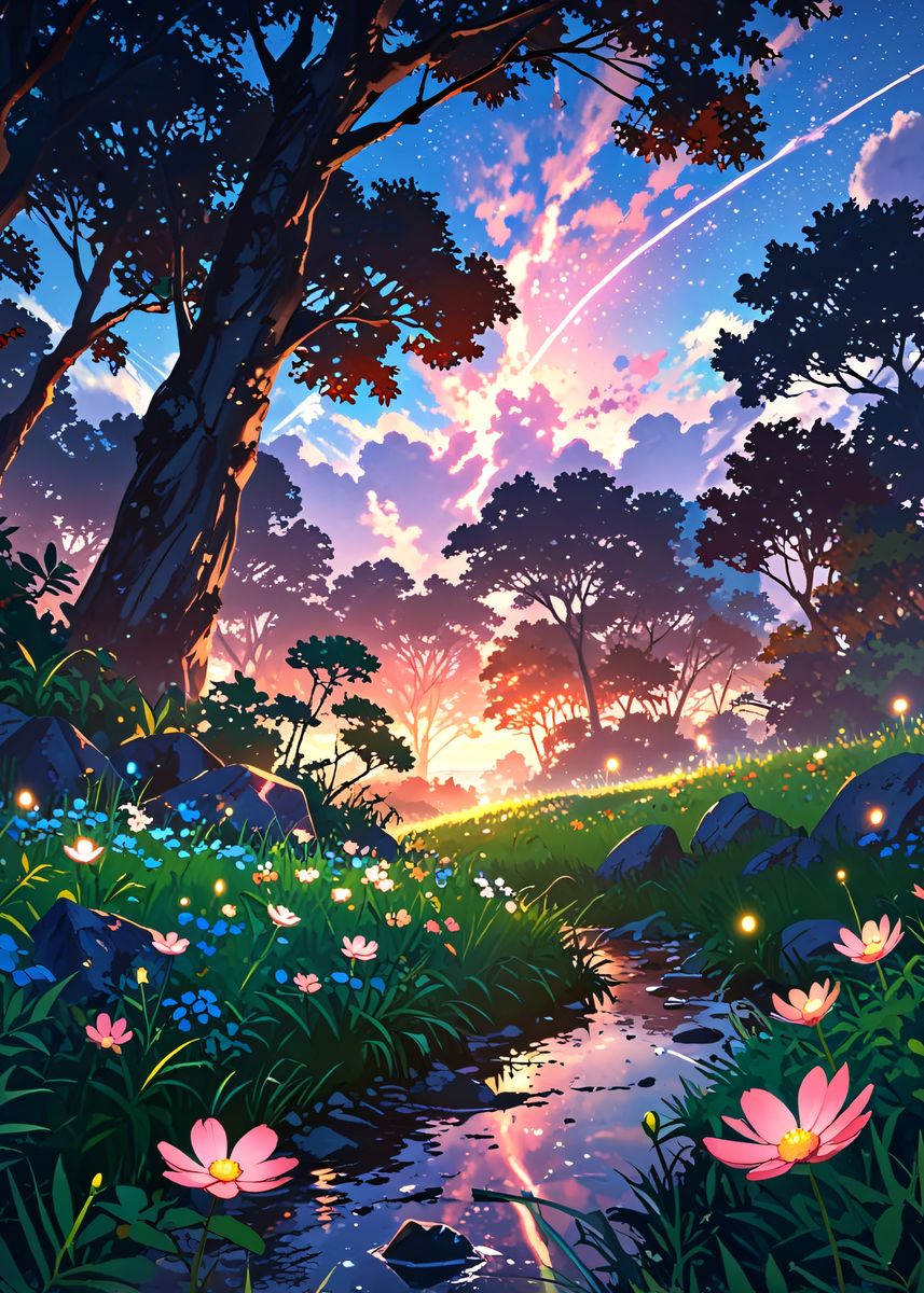 'Magical Forest Stream' Poster, picture, metal print, paint by Art ...