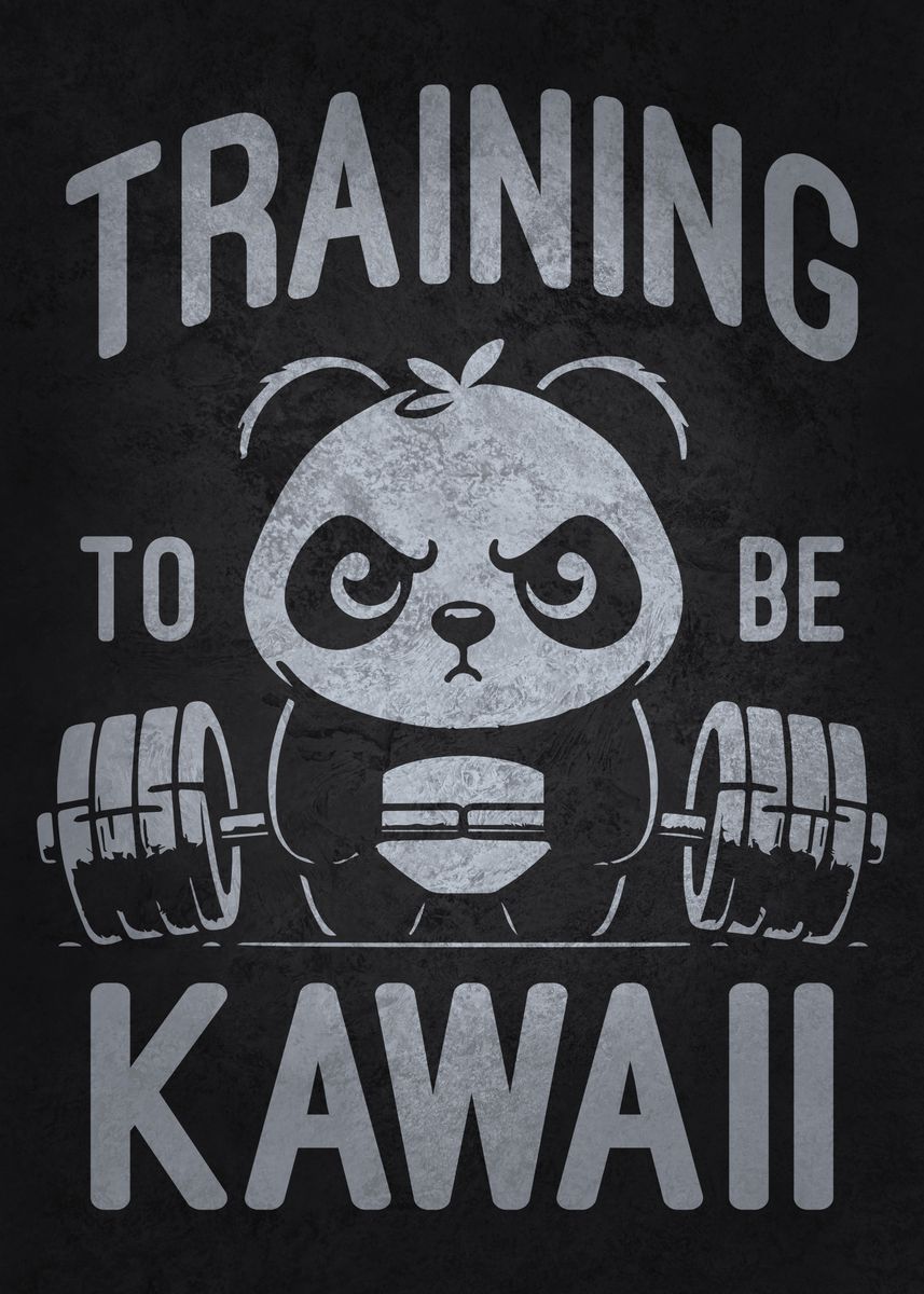 'Gym Panda Training To Be Kawaii' Poster, picture, metal print, paint ...