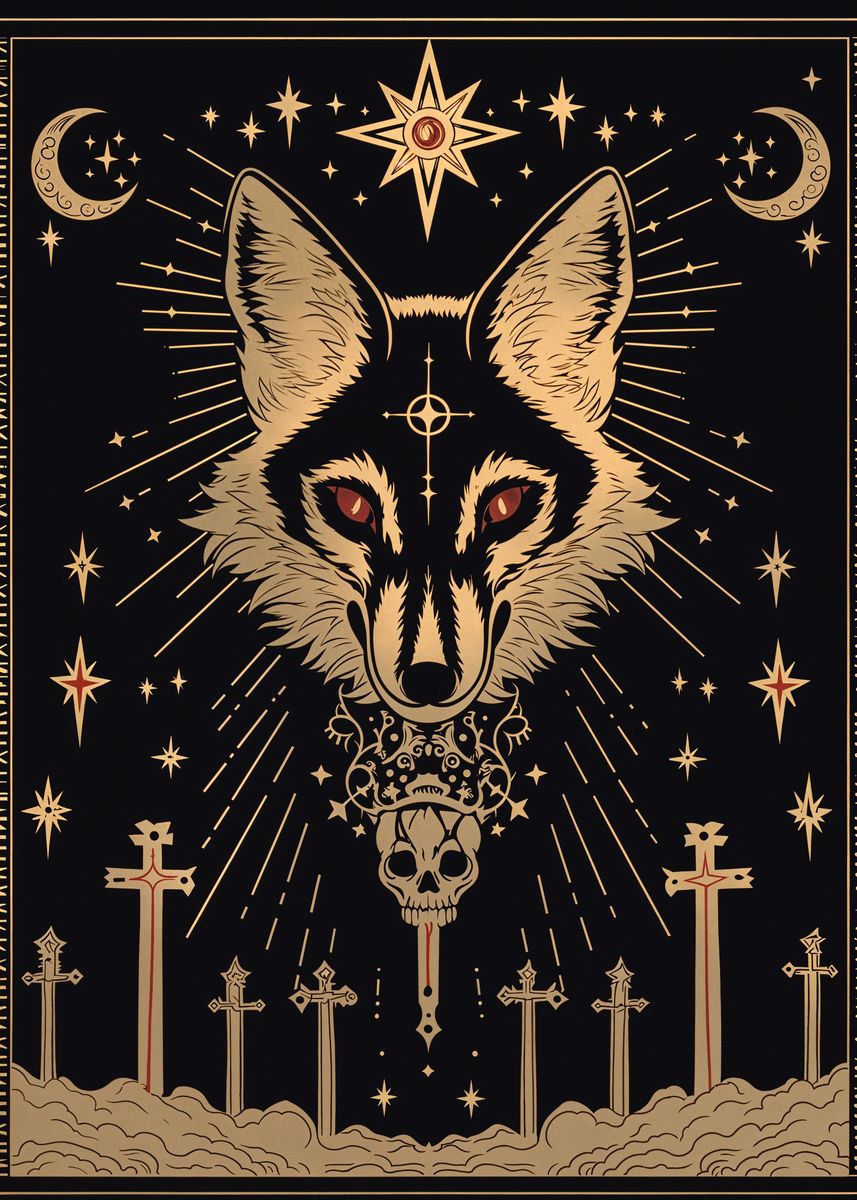'Wolf Skull & Crosses' Poster, picture, metal print, paint by SuperNova ...