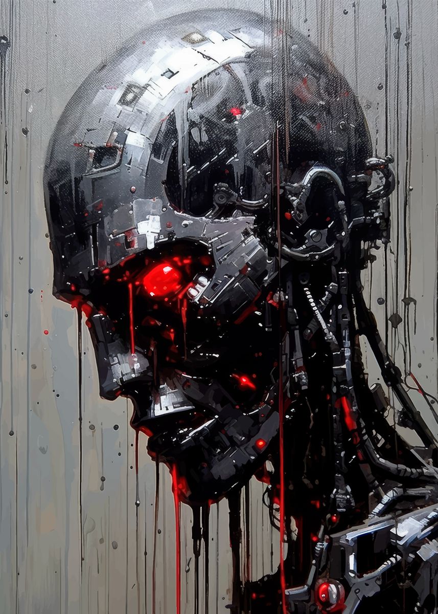 'Cybernetic Head' Poster, picture, metal print, paint by | Displate