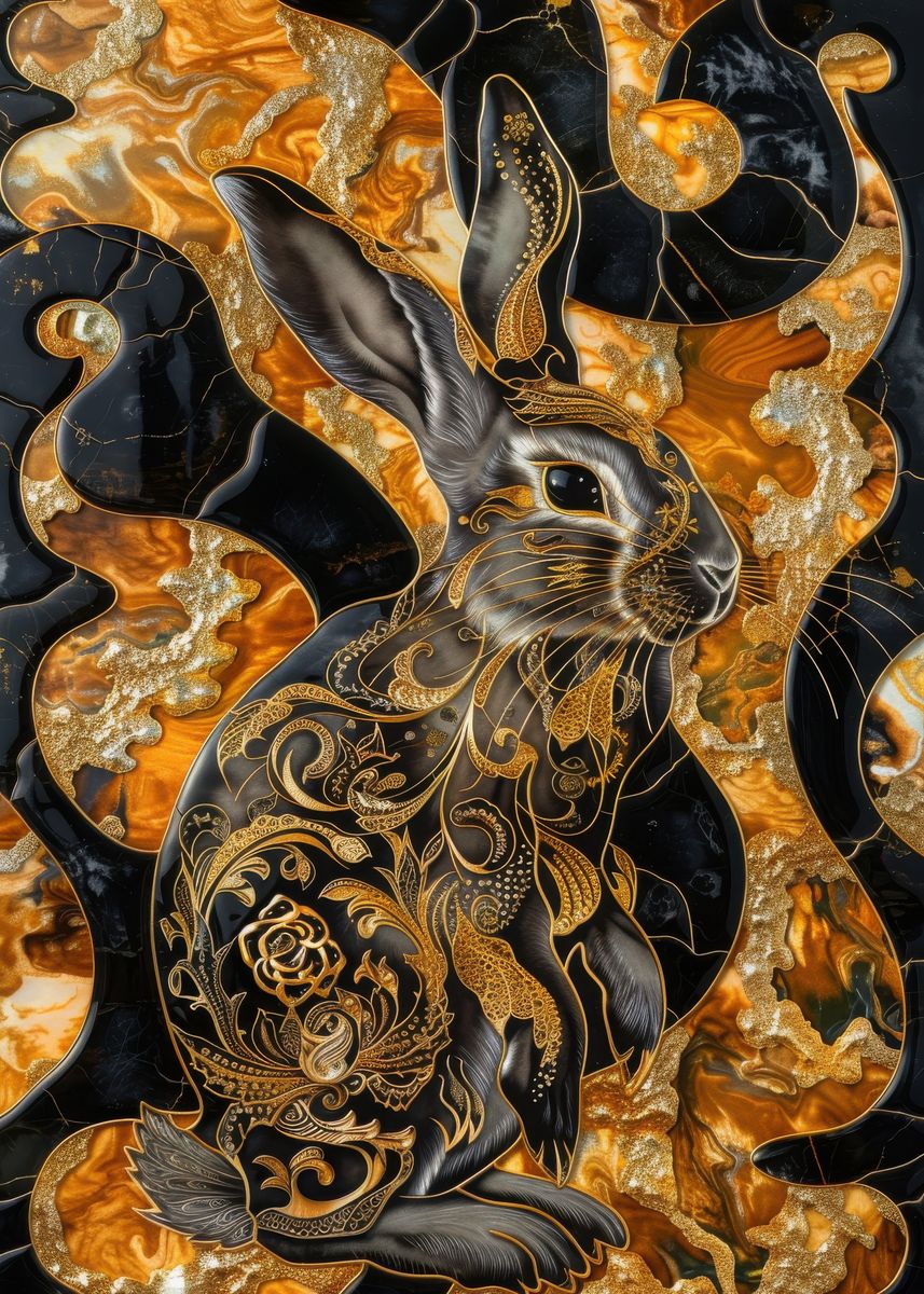 'Kintsugi Rabbit' Poster, picture, metal print, paint by suiiarts ...