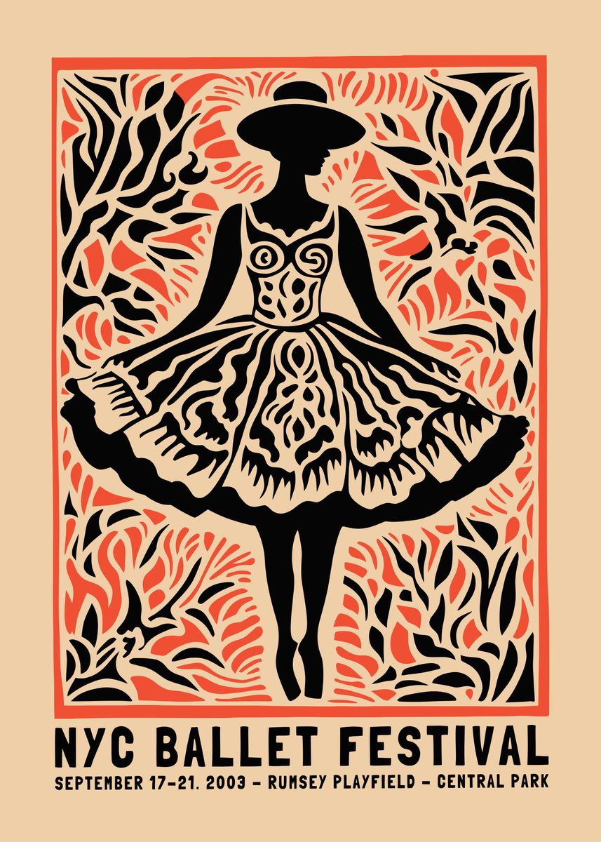 'NYC Ballet Festival Poster' Poster, picture, metal print, paint by BluePinkPanther | Displate