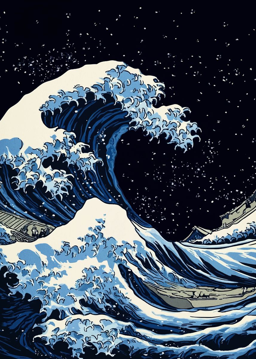 'Great Wave Japan Landscape' Poster, picture, metal print, paint by ...