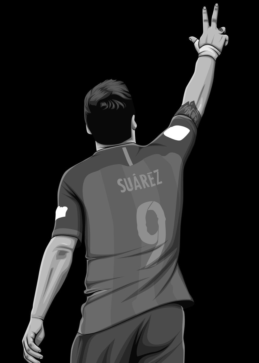 'Luis Suarez Black and White Version ' Poster, picture, metal print ...