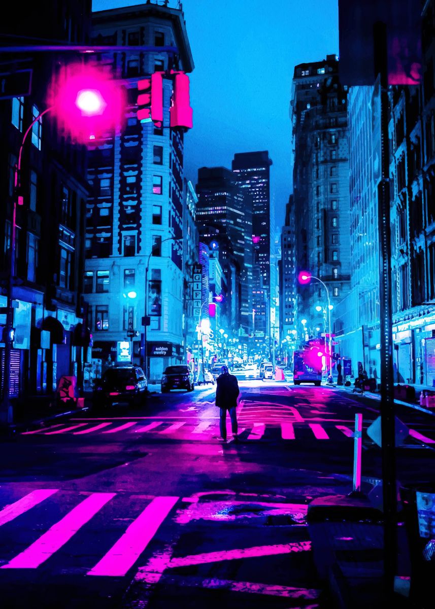 'Neon Cityscape Tokyo Japan' Poster, picture, metal print, paint by ...