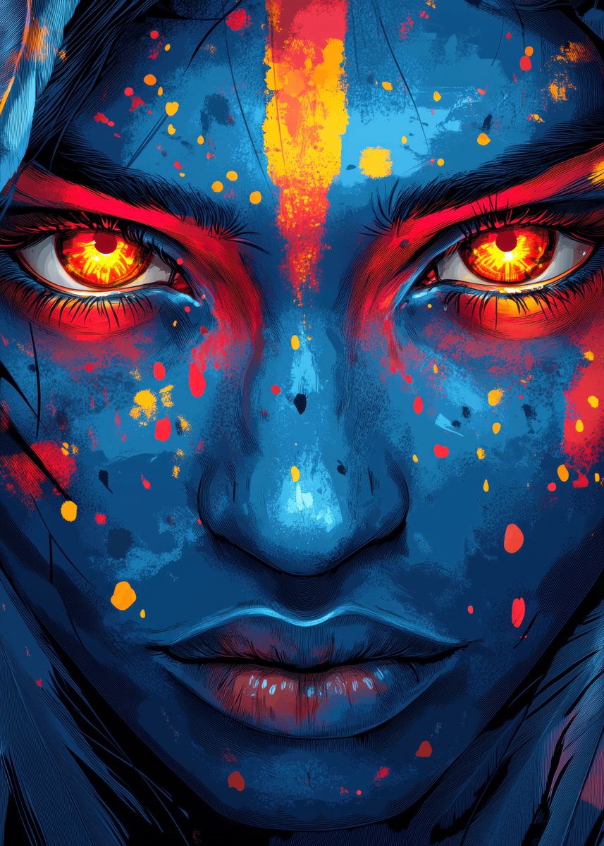 'Fiery Gaze' Poster, picture, metal print, paint by Retsher | Displate