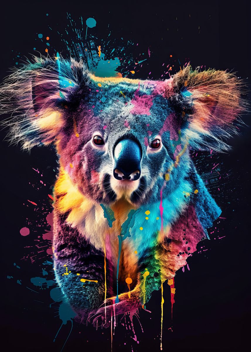'Colorful Koala Art' Poster, picture, metal print, paint by | Displate