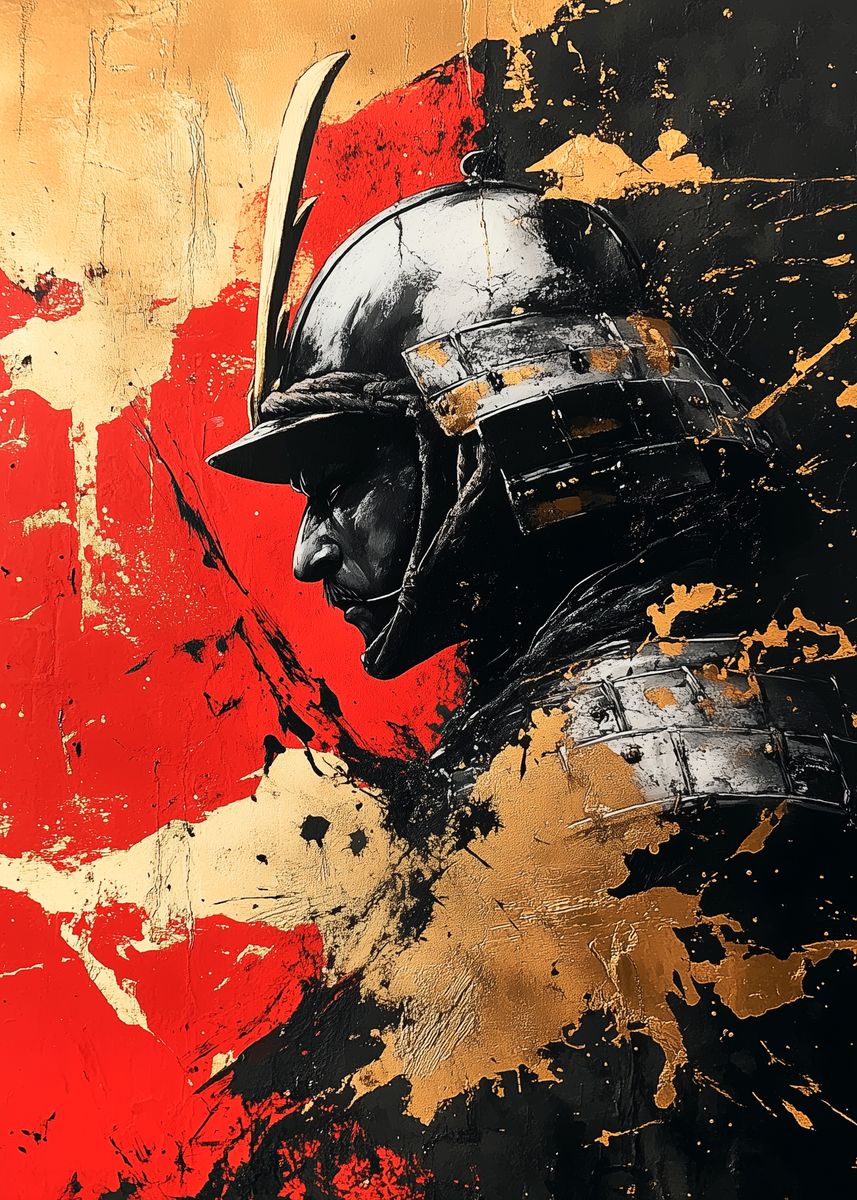 'Samurai Warrior in Kintsugi Style' Poster, picture, metal print, paint ...