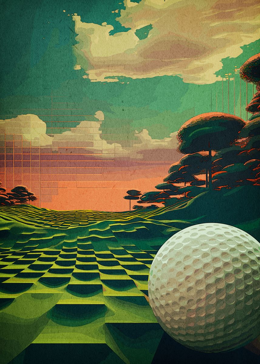 'Golf Ball on Green' Poster, picture, metal print, paint by Viktor ...