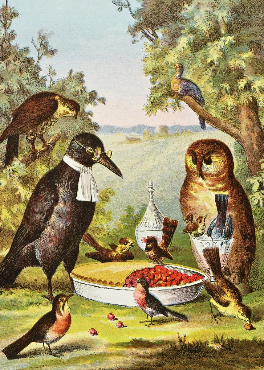 'Birds Enjoying a Feast' Poster, picture, metal print, paint by Fino ...