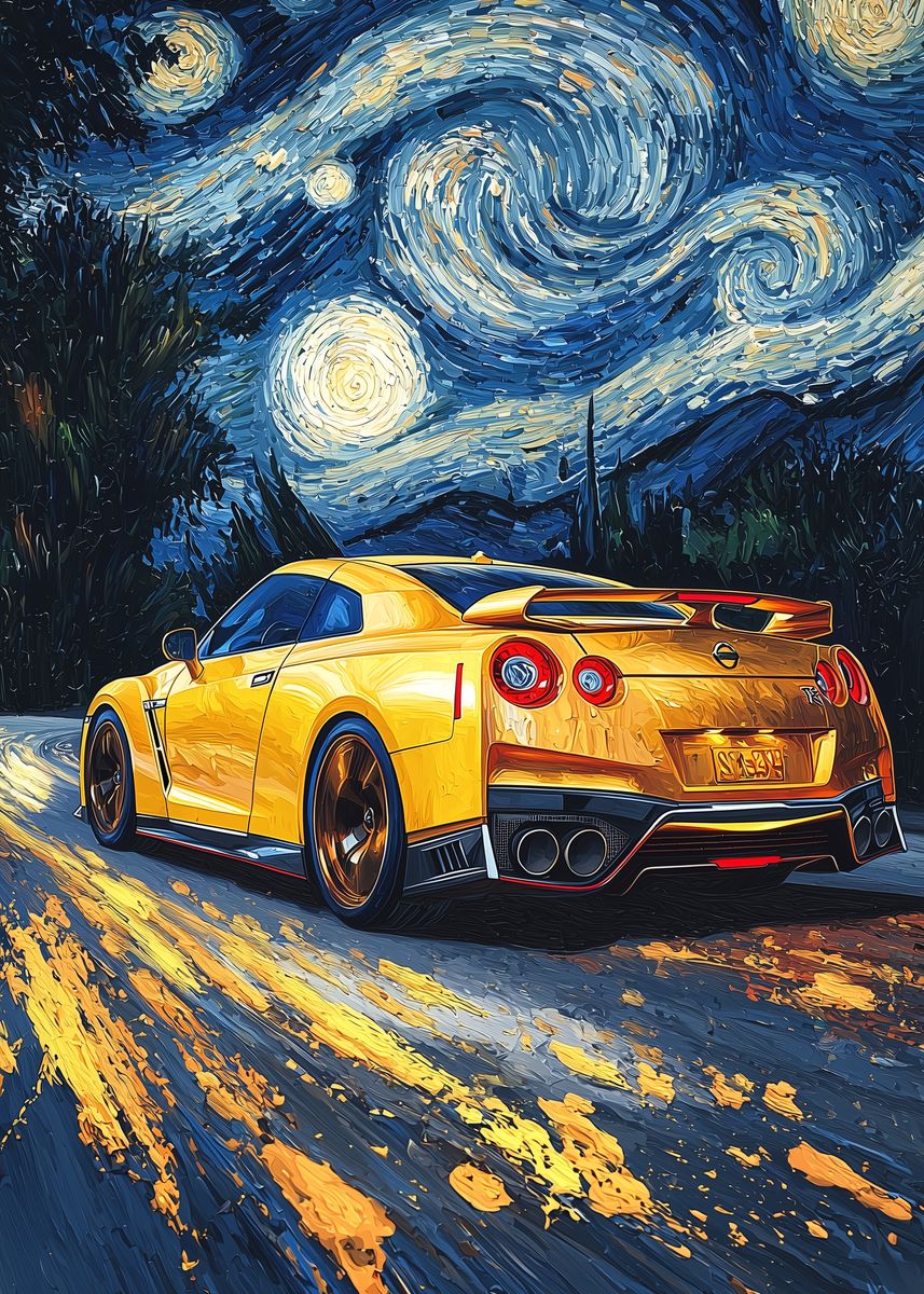 'Nissan GT-R Starry Night' Poster, picture, metal print, paint by Rick ...